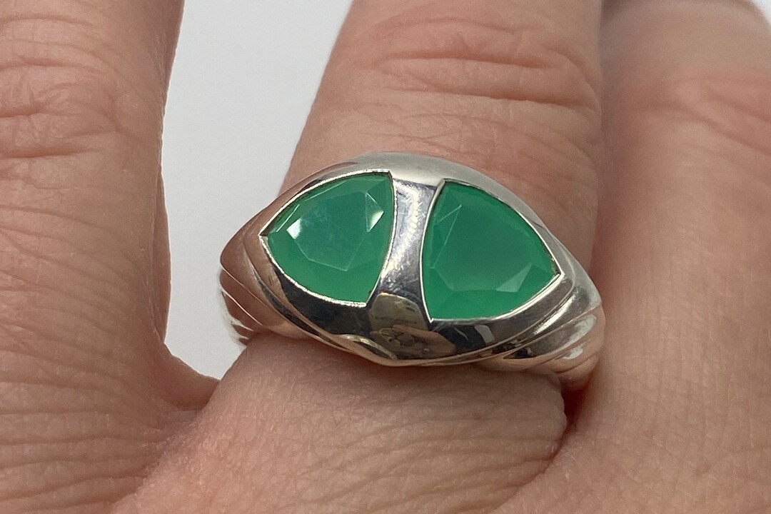 Elizabeth Rand Green Chrysoprase Sterling Silver Ring - Etsy