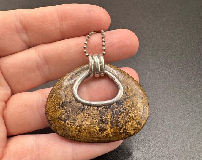 Vintage Silpada Sterling and Bronzite Necklace on Long Sterling Silver ...