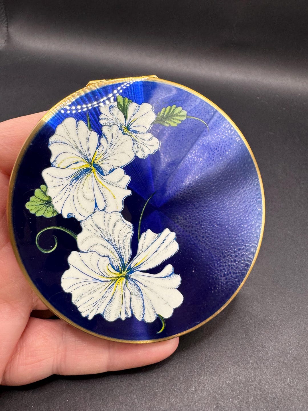 Mid Century Stratton England Blue Flower Compact - Etsy