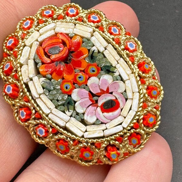 Micro Mosaic Brooch - Etsy