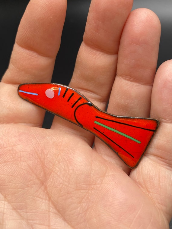 vintage copper fish brooch - Gem