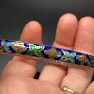 Vintage Enamel Silver Bangle Bracelet - Etsy