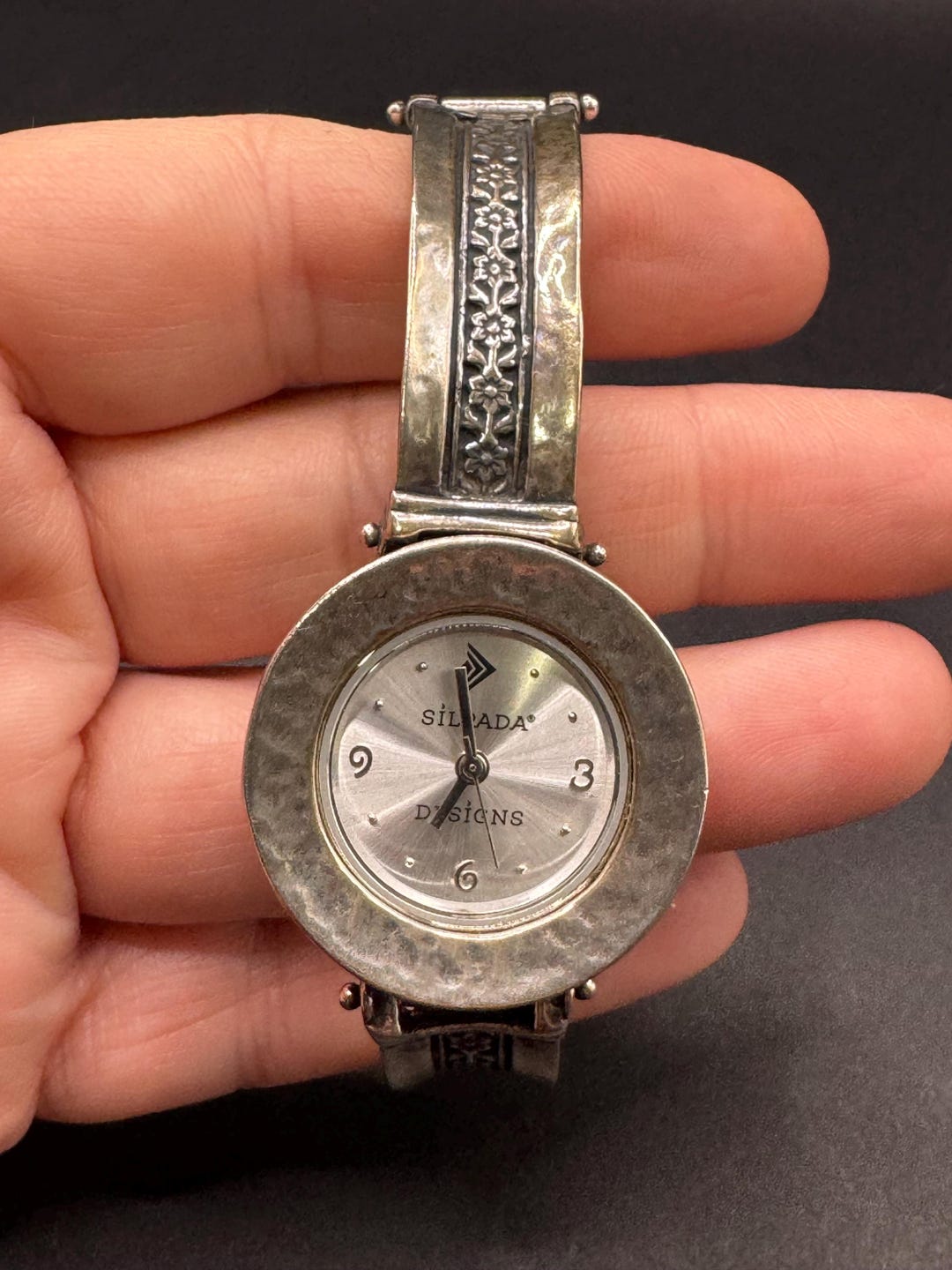 Silpada 925 Sterling Silver Flower Band Watch With Safety Chain - Etsy