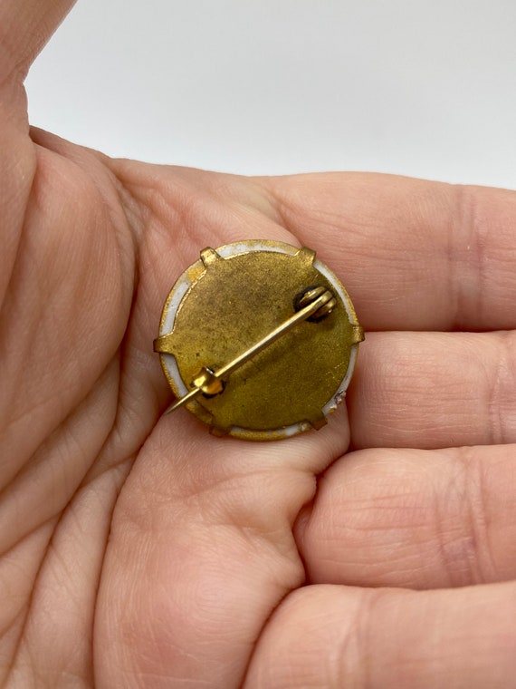 Victorian miniature hand, painted Lady Brooch - Gem