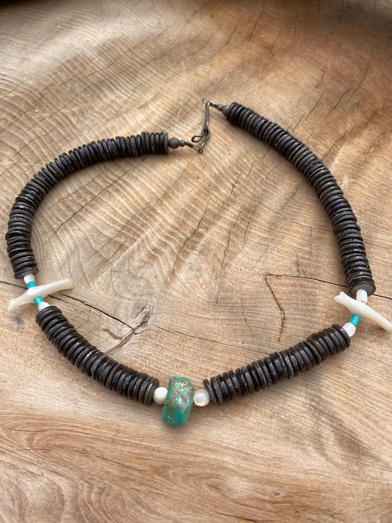 Native American Heishi Turquoise Navajo Pearl Necklace - Gem