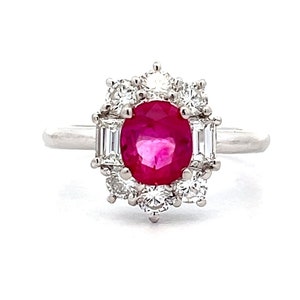 Thai Ruby & Diamond Halo Cocktail Ring in Platinum - Etsy
