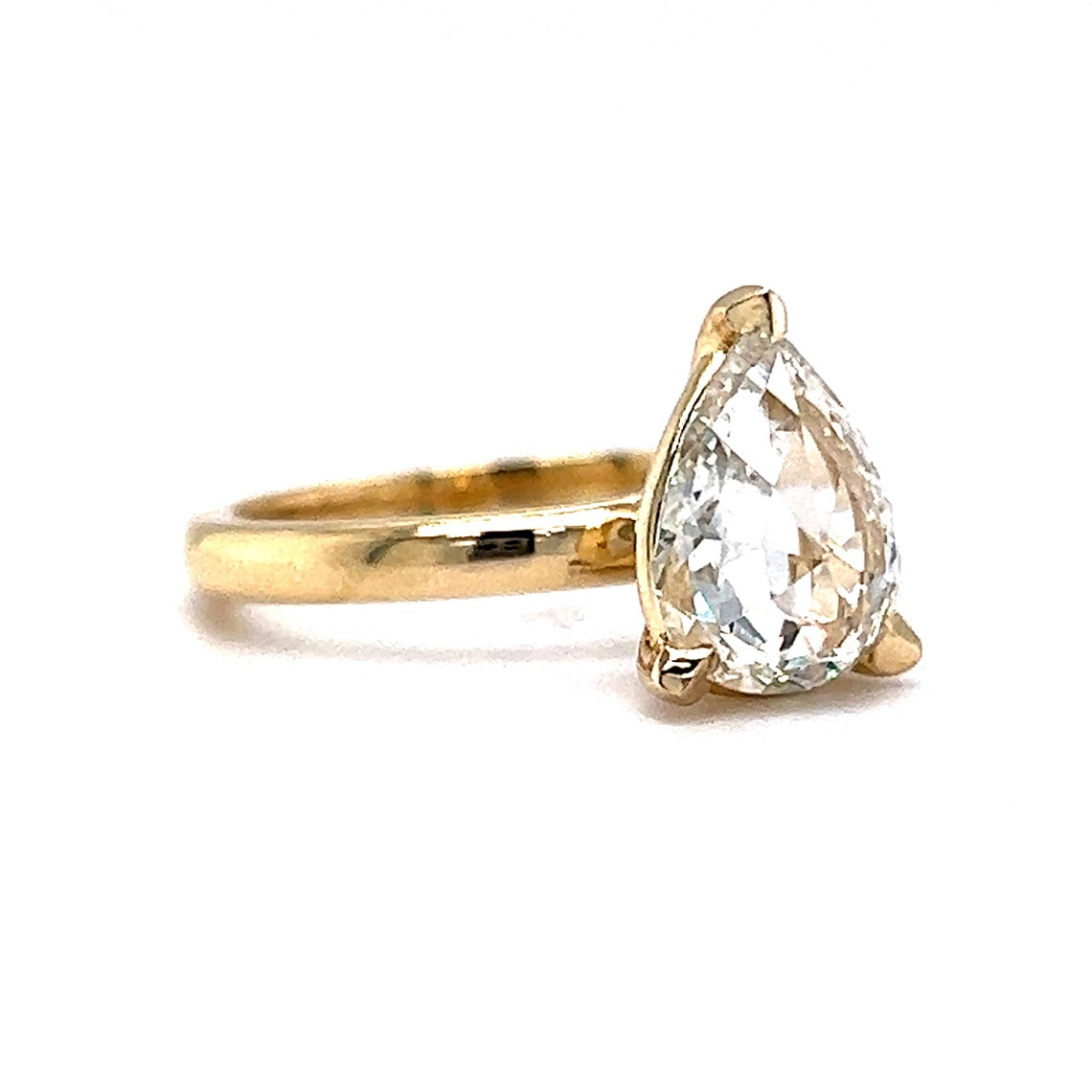 1.72 Carat Solitaire Rose Pear Cut NATURAL Diamond J/VS2 Engagement ...
