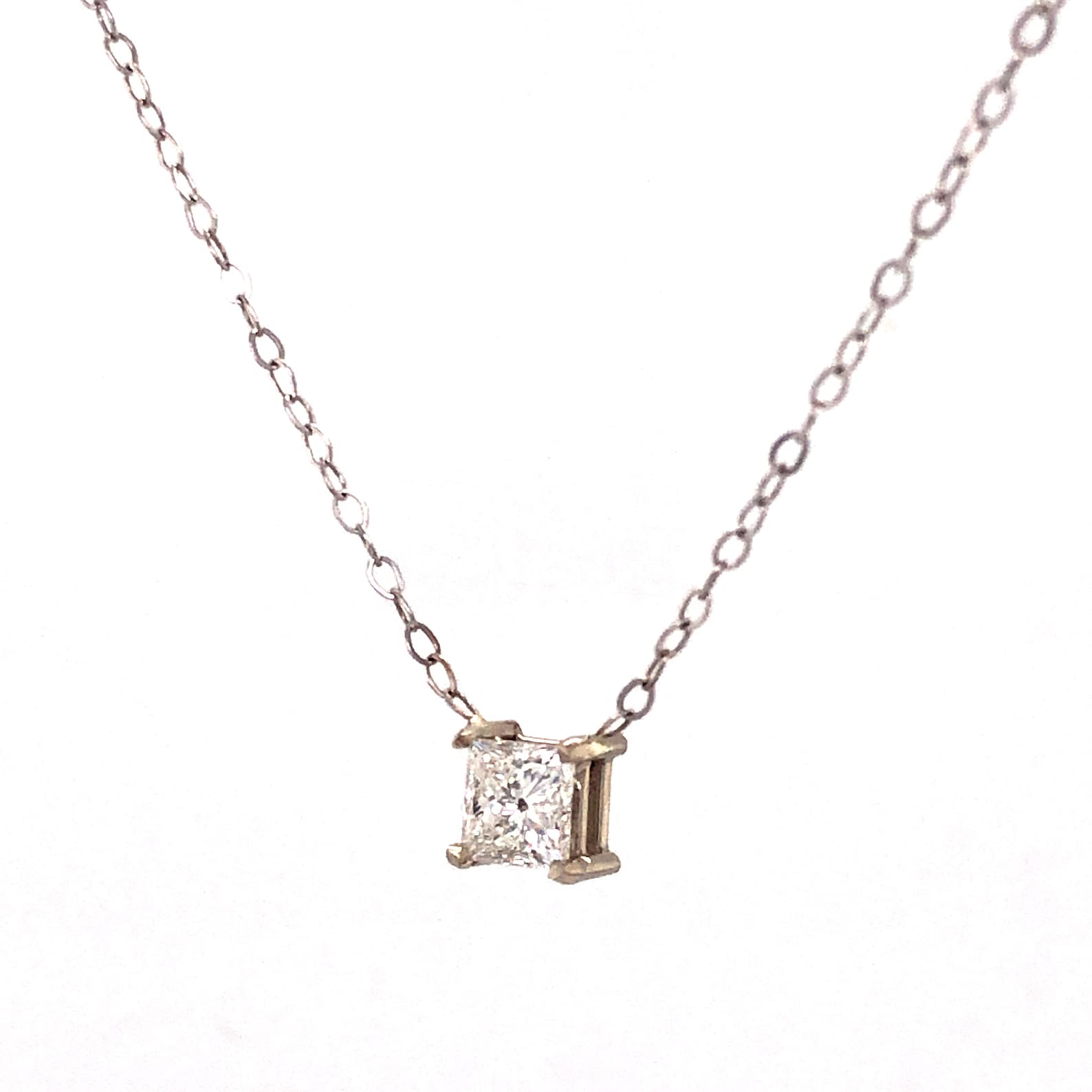 Princess Cut Diamond Necklace in 14k White Gold - Etsy
