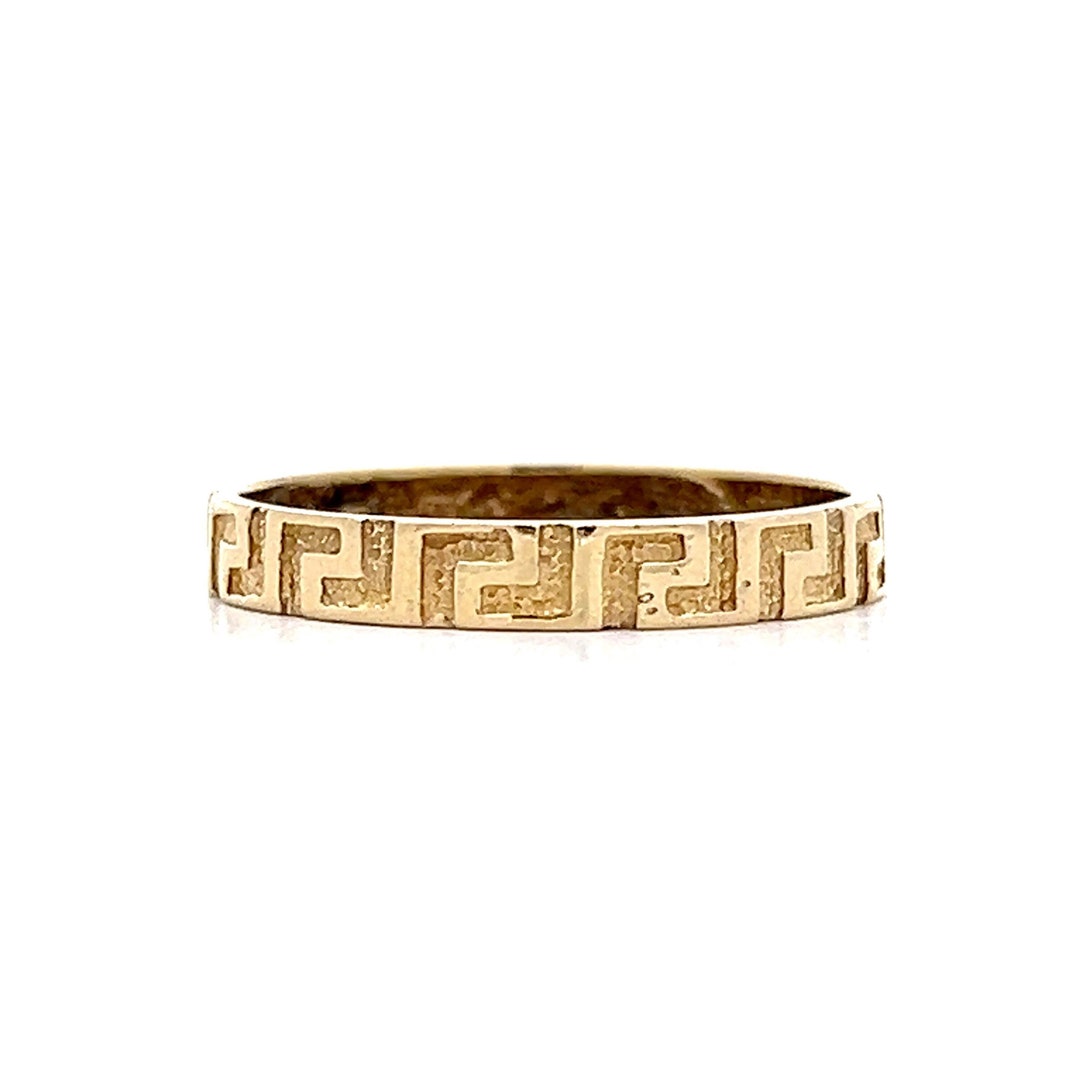 3mm Greek Key Wedding Band in 14k Yellow Gold - Etsy