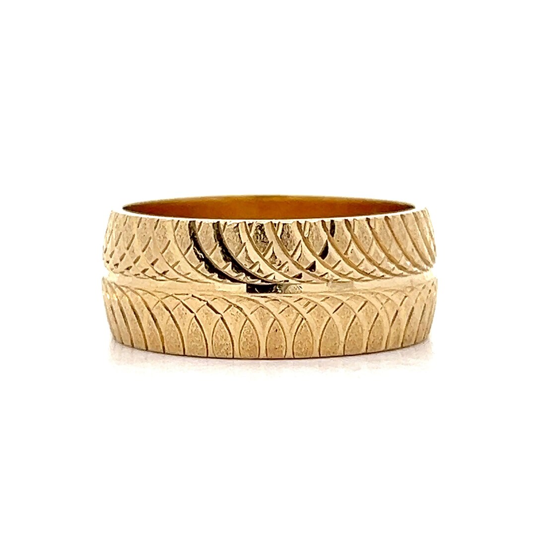8mm Men's Double Swirl Band in 14k Yellow Gold - Etsy