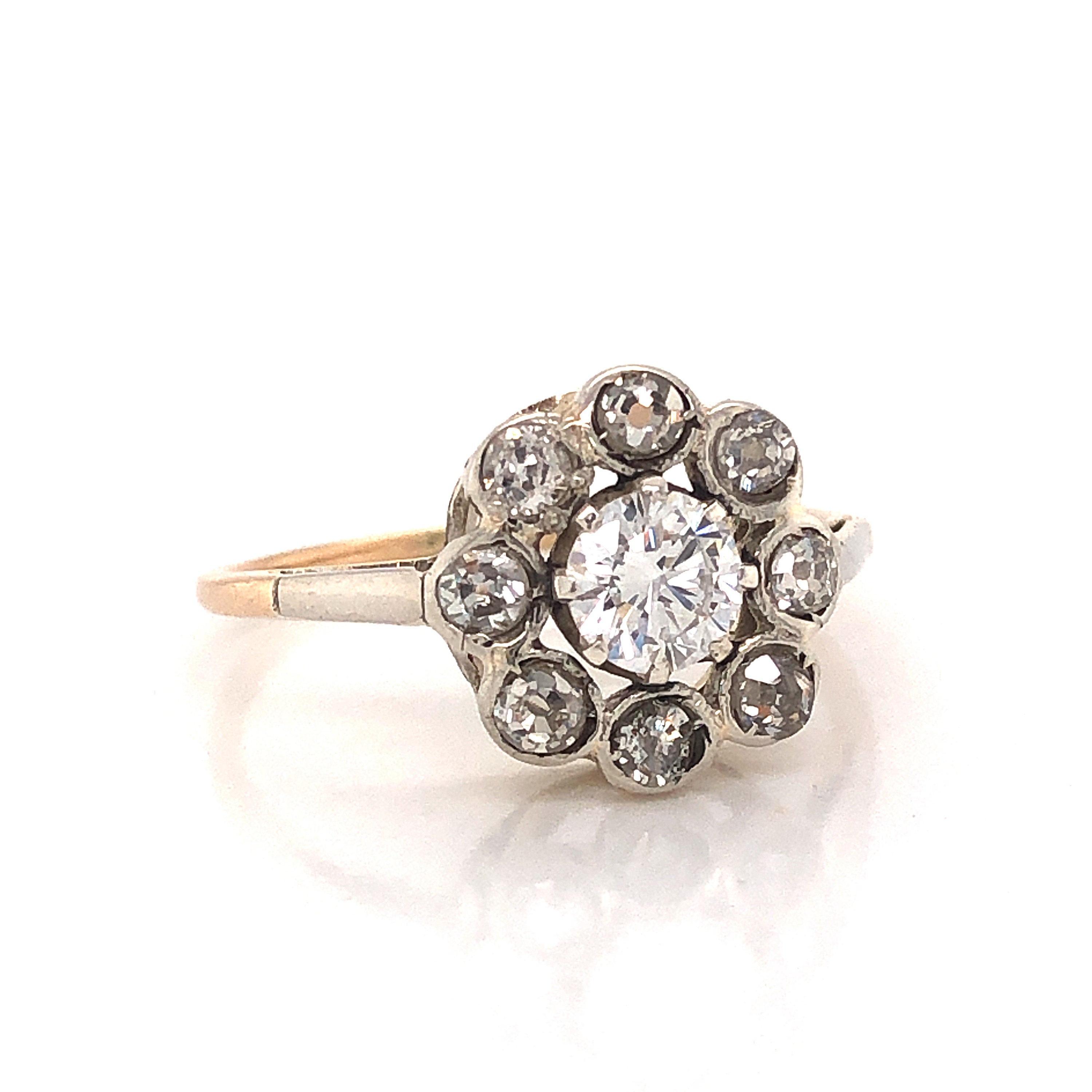 Victorian Bezel Set Diamond Cluster Engagement Ring in Silver & 14k - Etsy