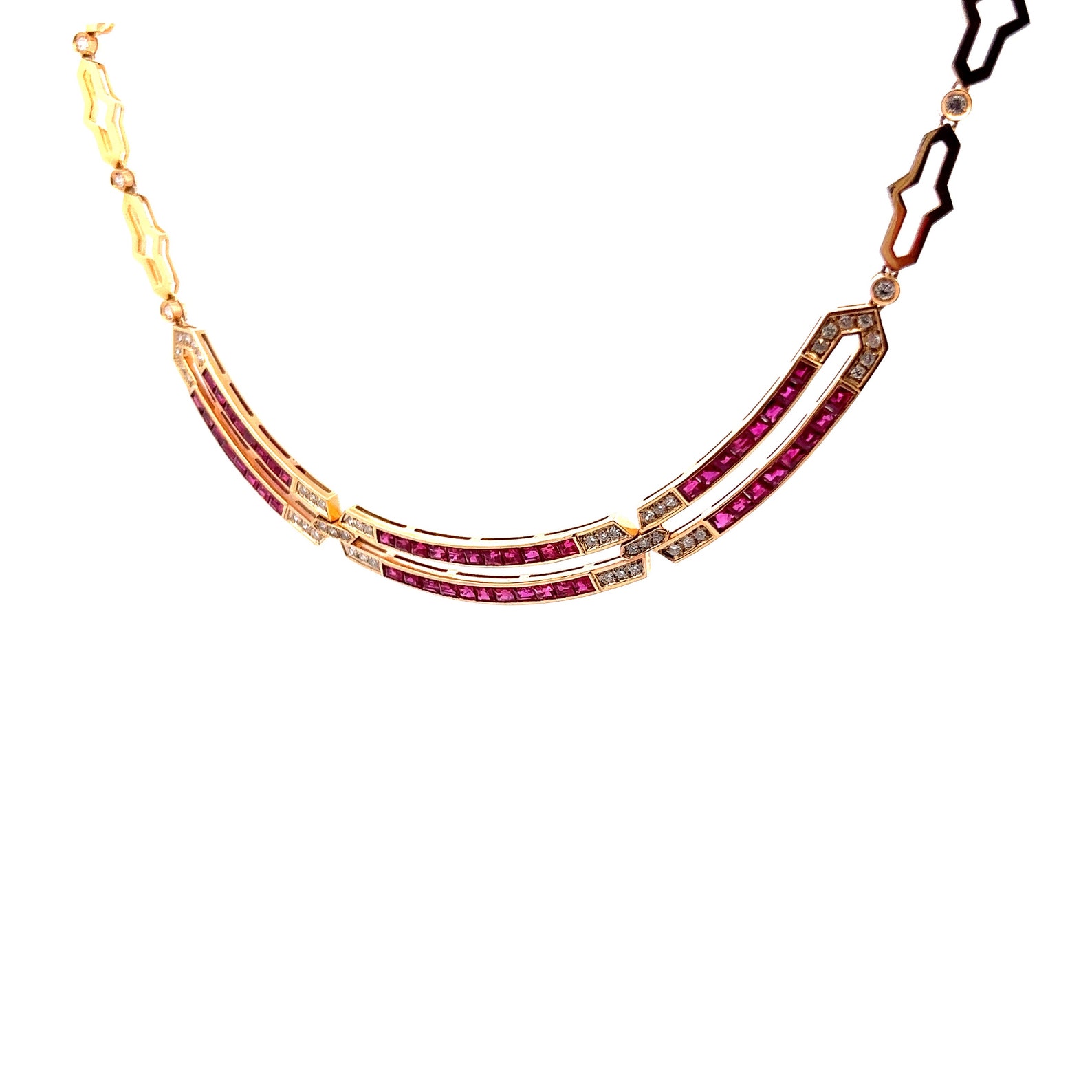 Emerald Cut Ruby & Diamond Necklace in 14k Yellow Gold - Etsy