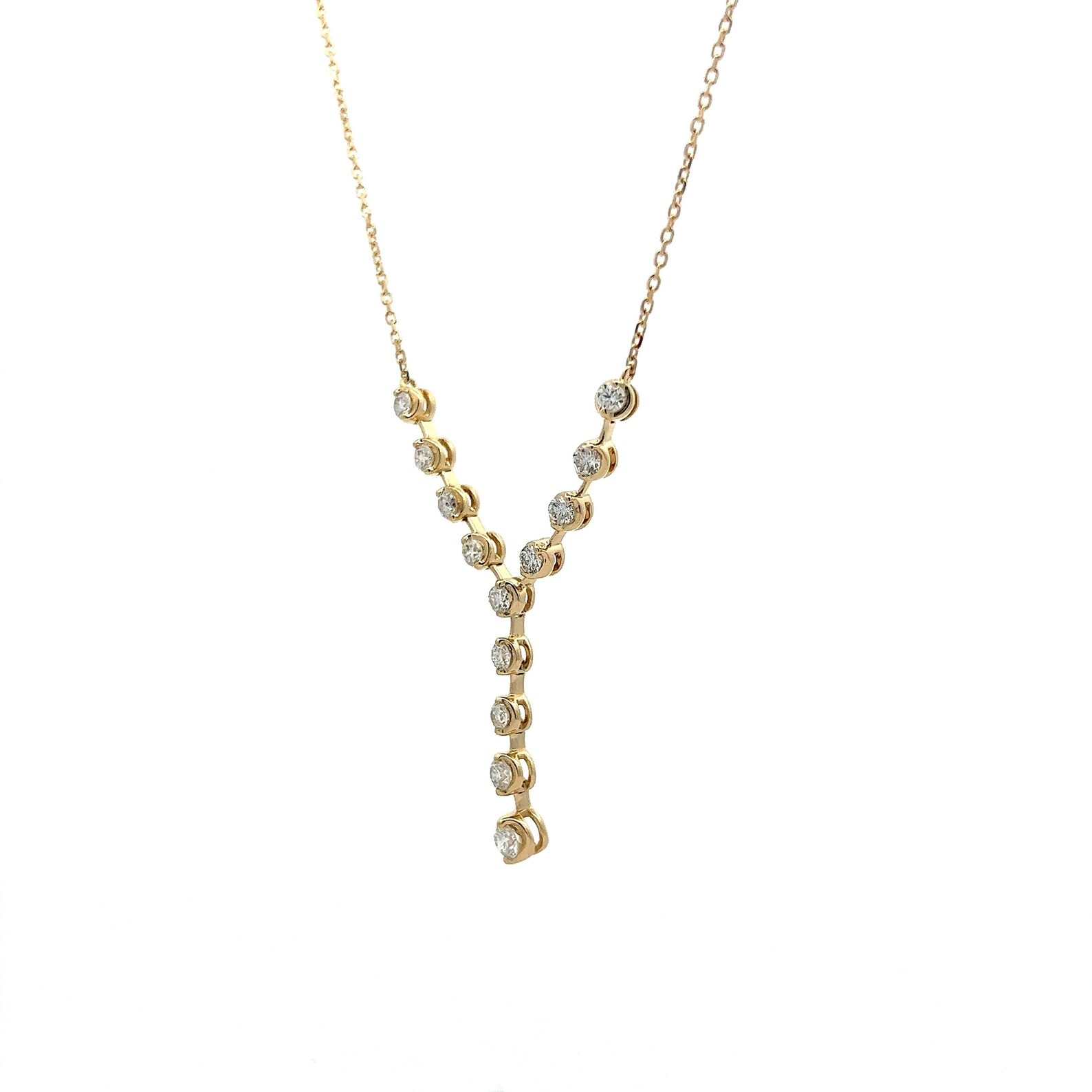 Diamond Y Pendant Necklace in 14k Yellow Gold - Etsy
