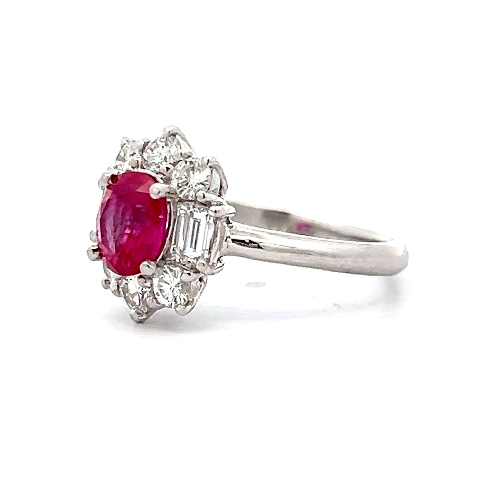 Thai Ruby & Diamond Halo Cocktail Ring in Platinum - Etsy