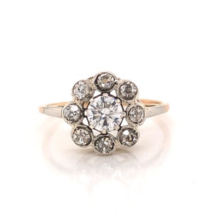 Victorian Bezel Set Diamond Cluster Engagement Ring in Silver & 14k - Etsy