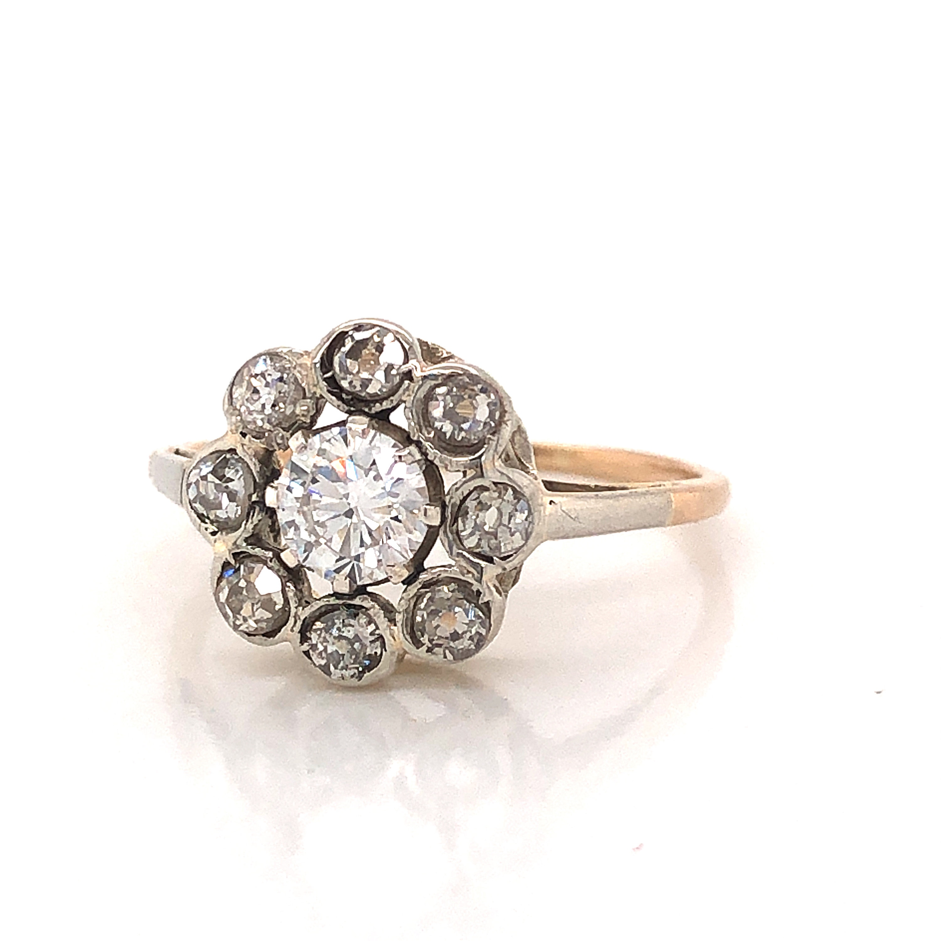 Victorian Bezel Set Diamond Cluster Engagement Ring in Silver & 14k - Etsy
