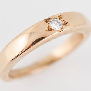 Right Hand Ring Modern .06 Round Brilliant Cut Diamond in 14k Yellow ...
