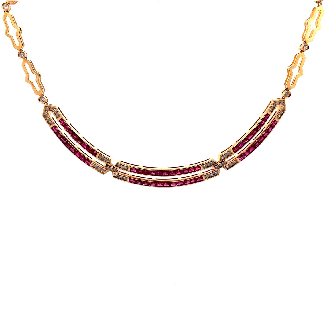 Emerald Cut Ruby & Diamond Necklace in 14k Yellow Gold - Etsy