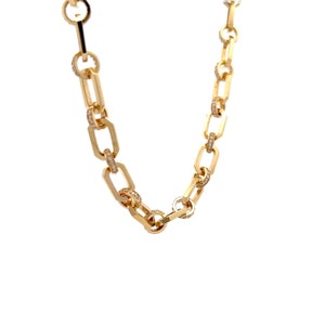 Geometric Diamond Link Necklace in 14k Yellow Gold - Etsy