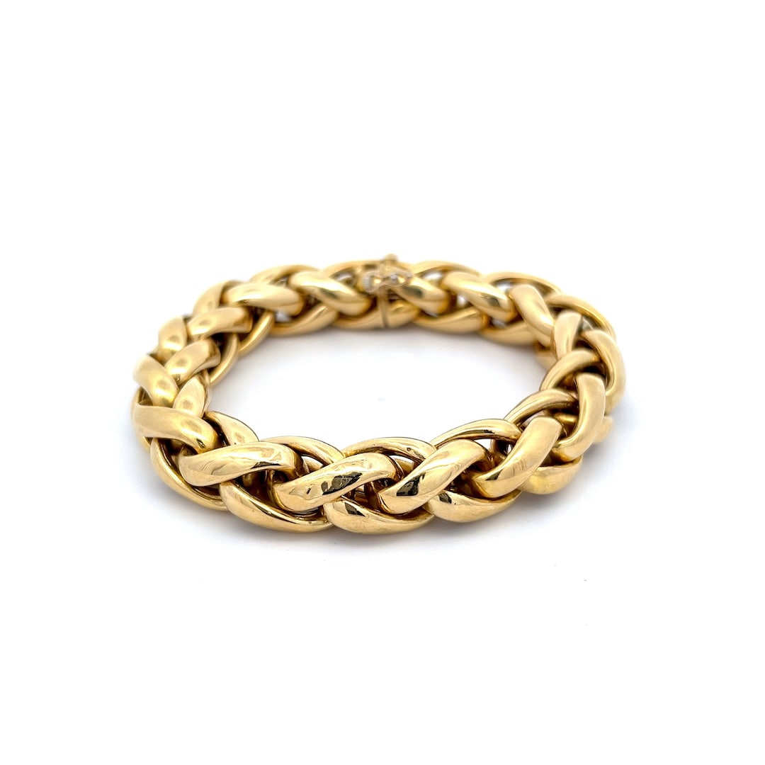 Woven Wheat Chain Bracelet in 18k Yellow Gold - Etsy