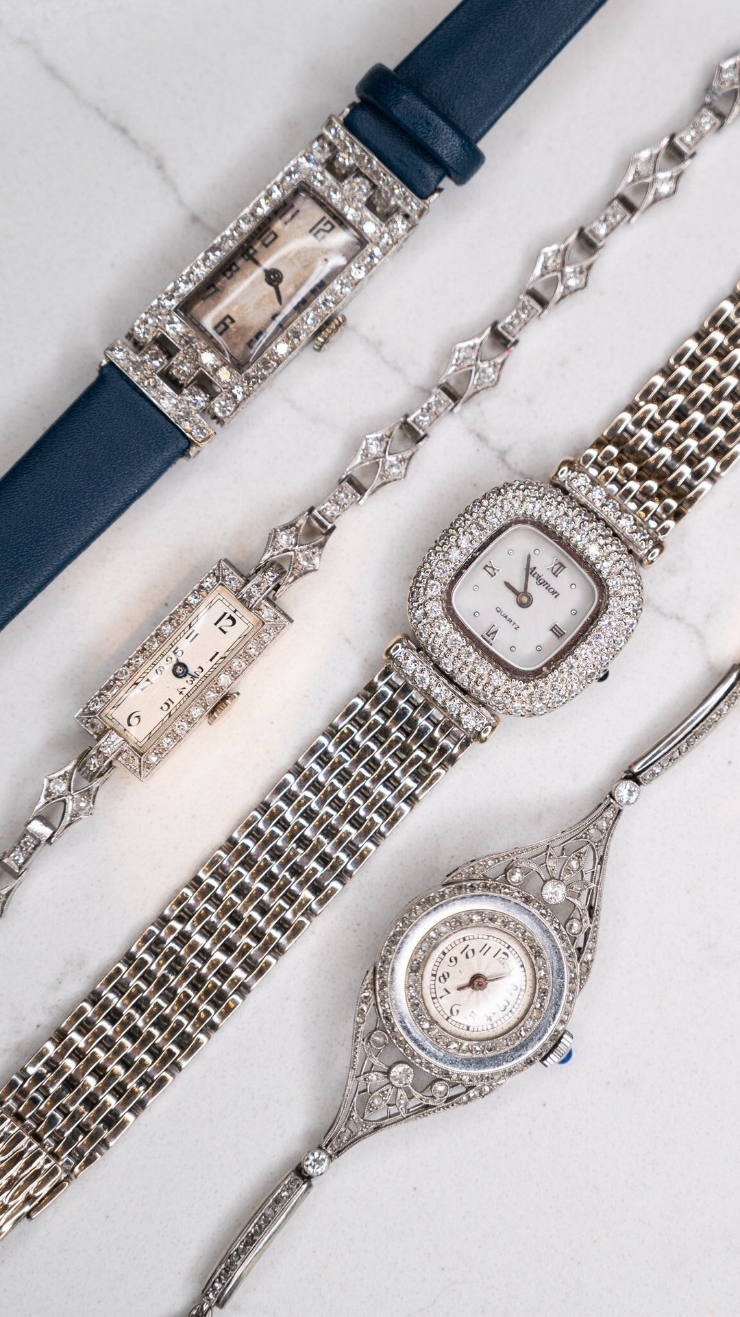 Vintage French Edwardian Watch W/ Diamonds in Platinum - Etsy