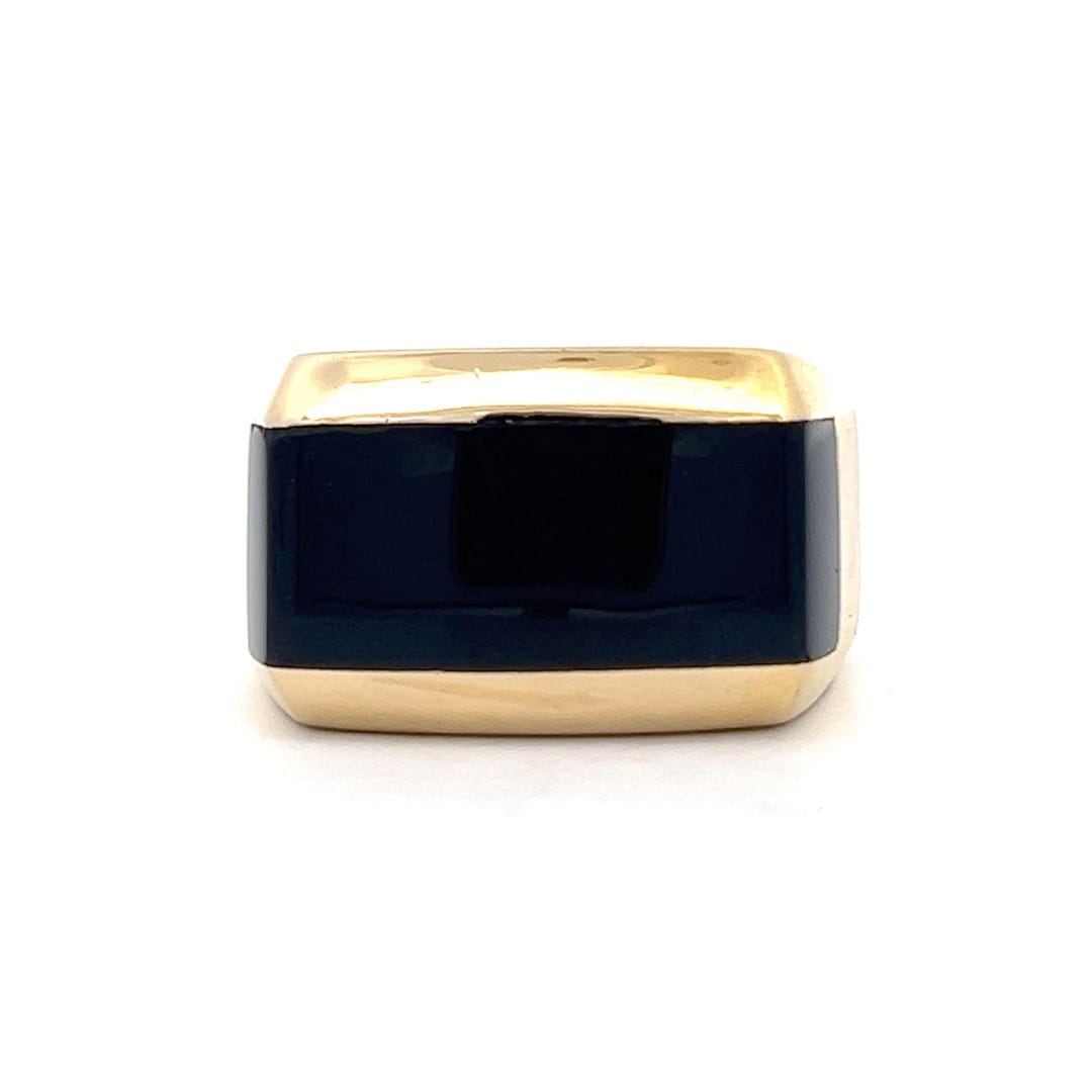 Di Modolo Men's Onyx Right Hand Ring in 18k Yellow Gold - Etsy