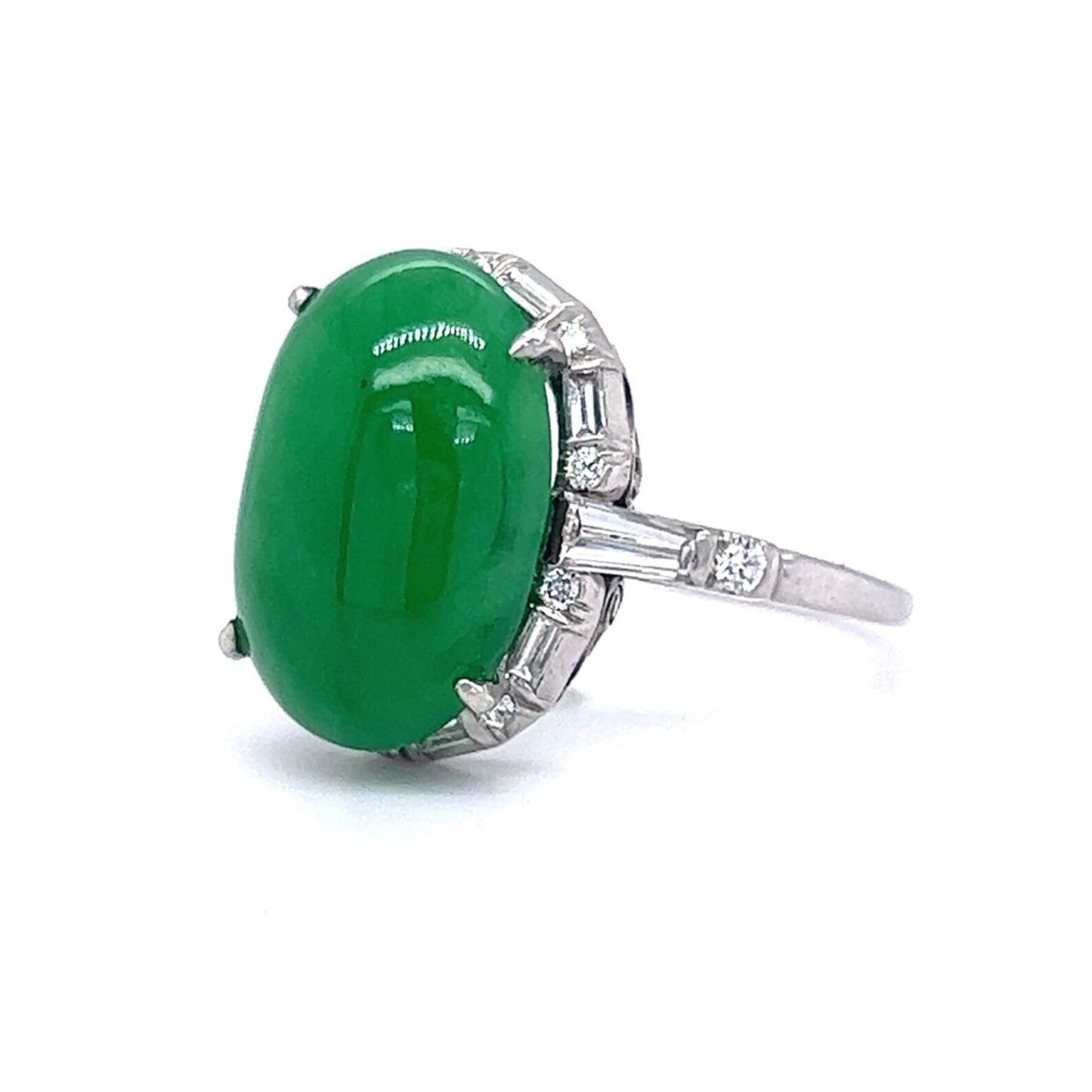 Jade and Diamond Cocktail Ring in Platinum - Etsy