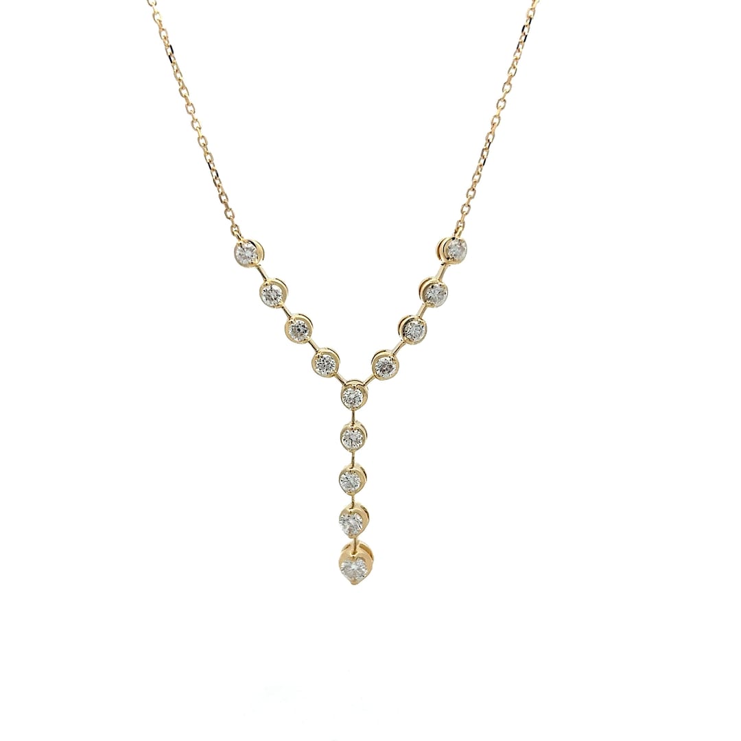 Diamond Y Pendant Necklace in 14k Yellow Gold - Etsy