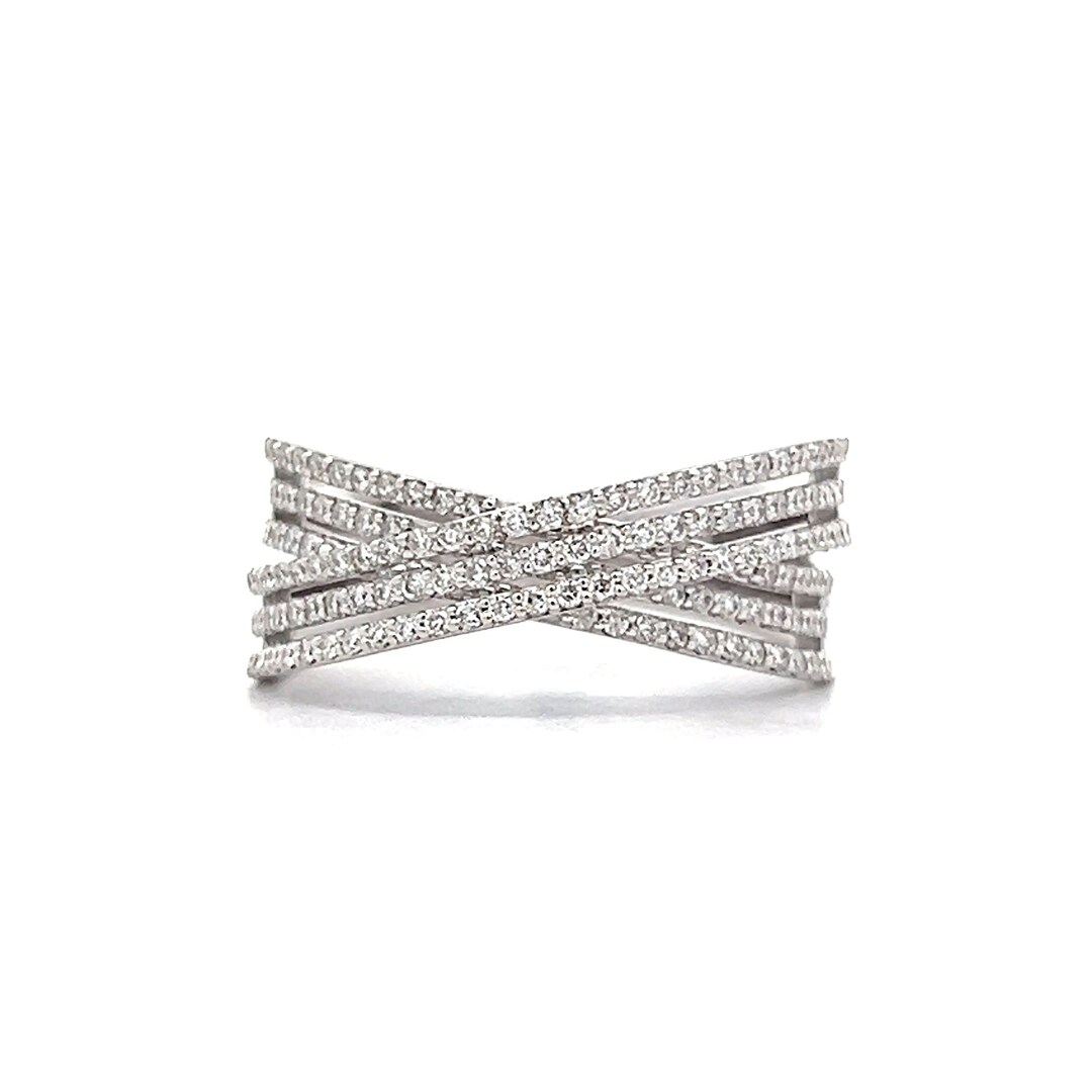 X Shaped Diamond Pave Cocktail Ring in 14k White Gold - Etsy