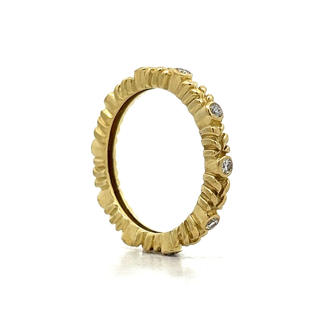 Diamond Leaf Textured Eternity Band in 18k Gold - Etsy