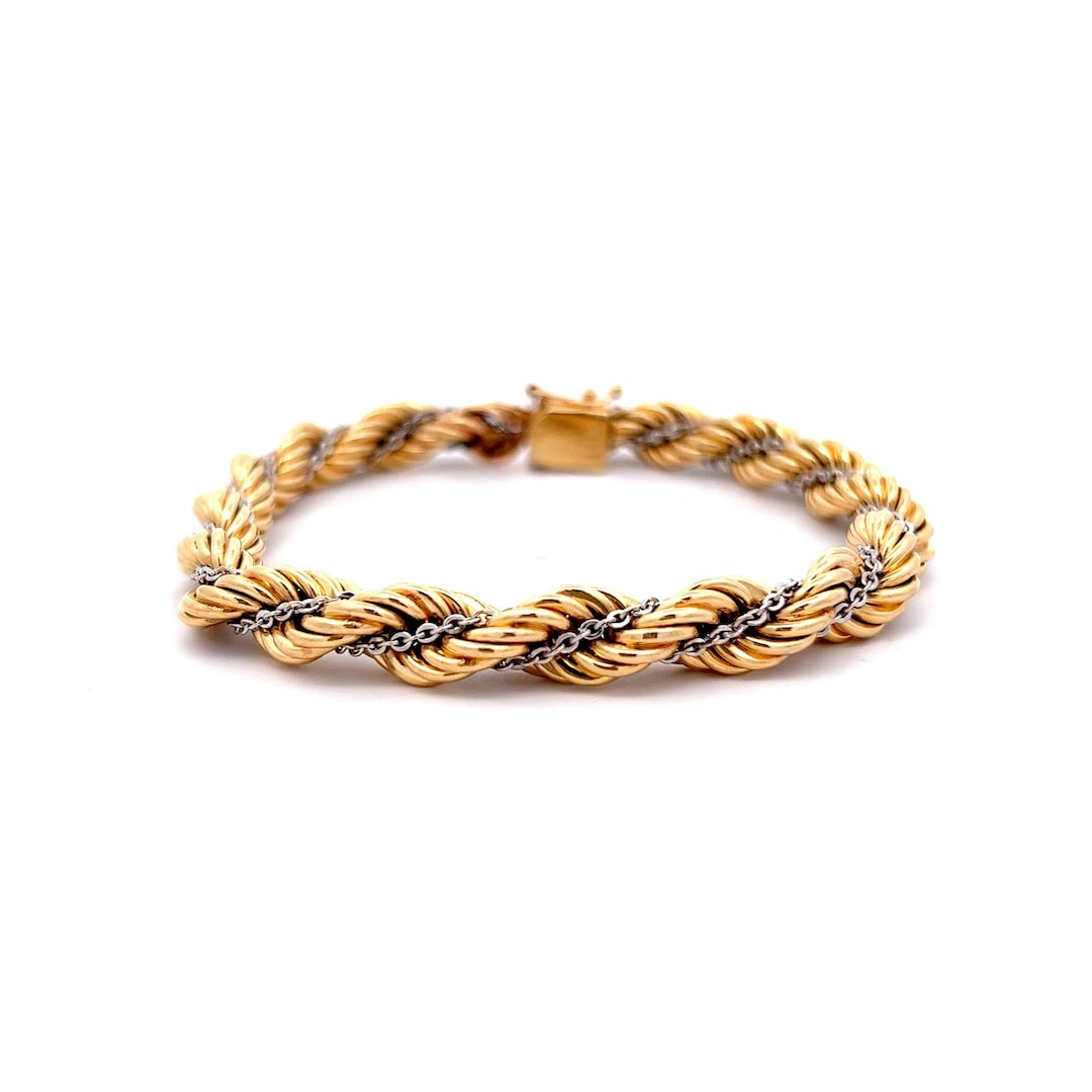 Two-tone Twisted Rope Bracelet in 14k Yellow & White Gold - Etsy