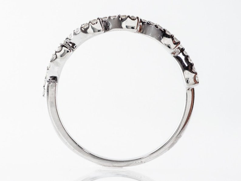 Wavy Diamond Wedding Band in White Gold 14k - Etsy