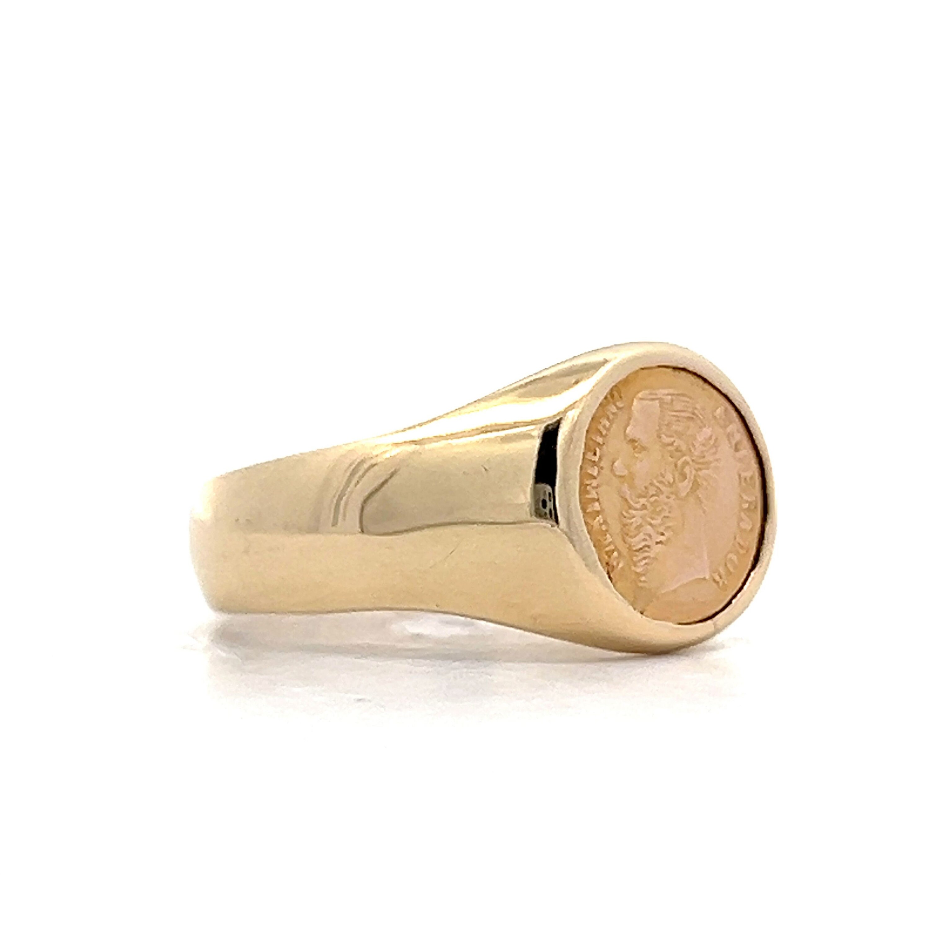 Vintage Mexican Peso Signet Ring in 14k Yellow Gold - Etsy