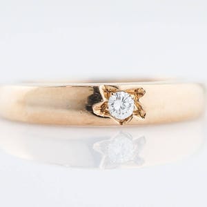 Right Hand Ring Modern .06 Round Brilliant Cut Diamond in 14k Yellow ...
