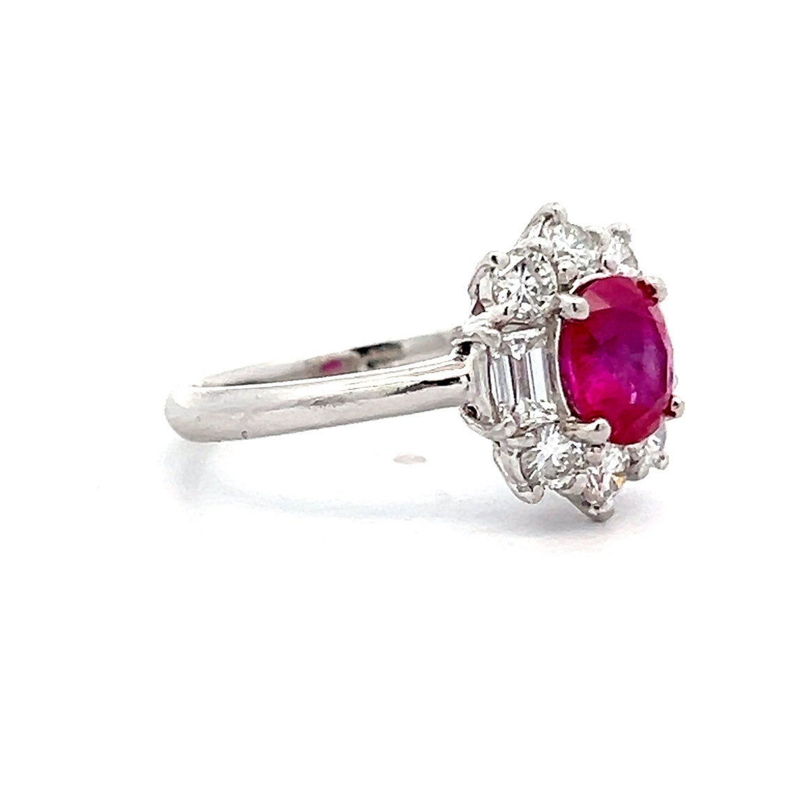 Thai Ruby & Diamond Halo Cocktail Ring in Platinum - Etsy
