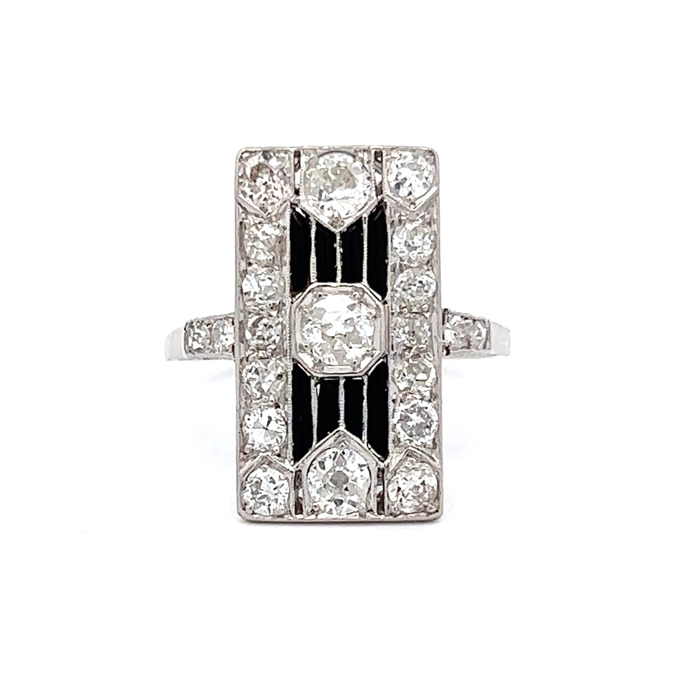 Vintage Art Deco Diamant Dinner Ring in Platin