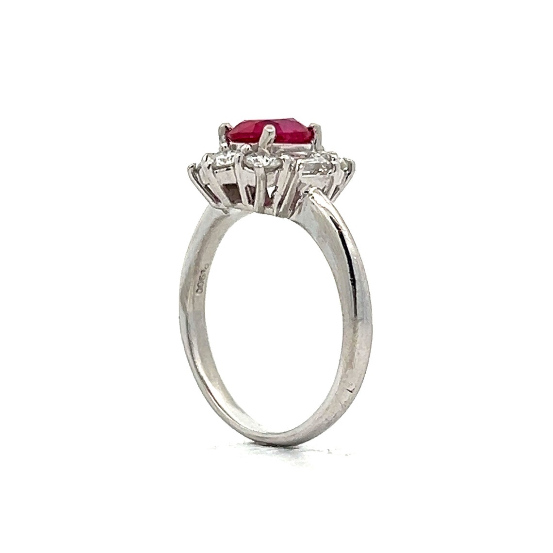 Thai Ruby & Diamond Halo Cocktail Ring in Platinum - Etsy