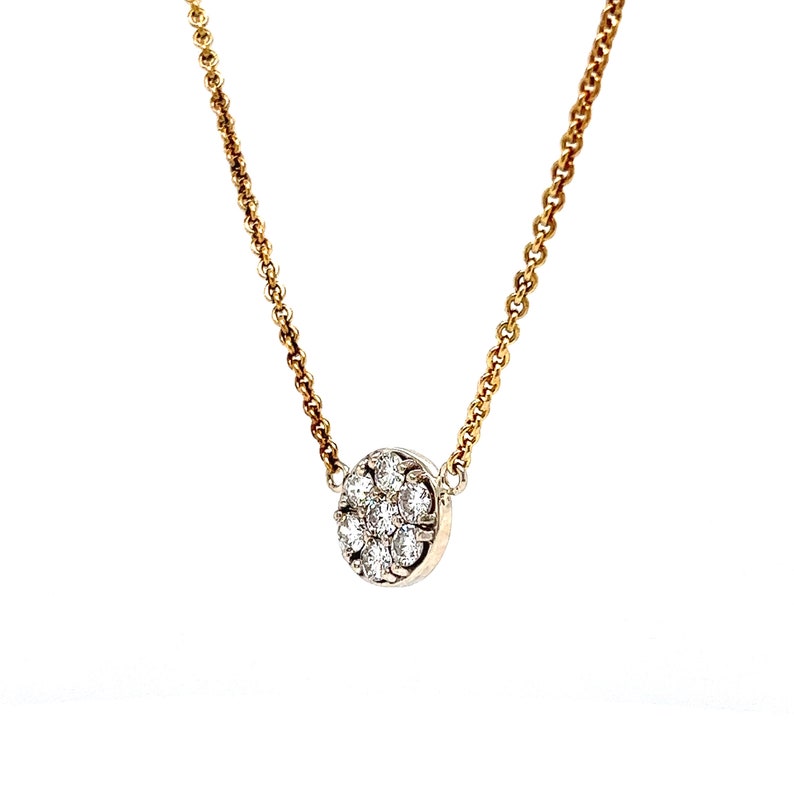 Modern Diamond Cluster Pendant Necklace in 14k Yellow Gold - Etsy