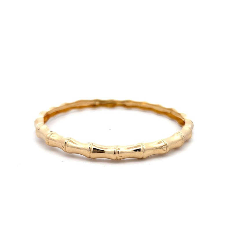 Textured Bamboo Bangle Bracelet in 14k Yellow Gold - Etsy
