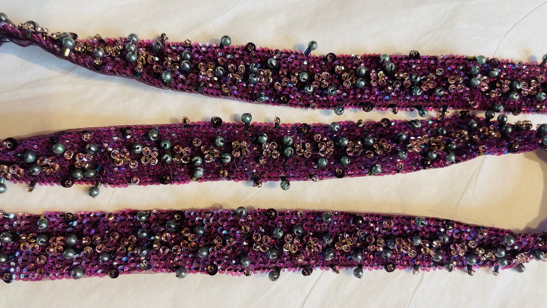 Gorgeous Plum Beaded Sequins Trim. 31 Inches Long, DIY, Sewing Projects ...