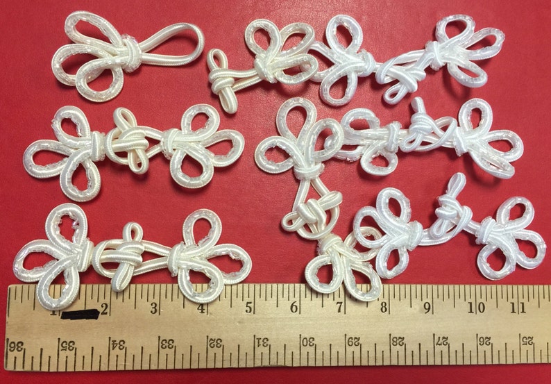 Vintage White Sequins Satin Frog Closure. Set of 2 Frogs. | Etsy