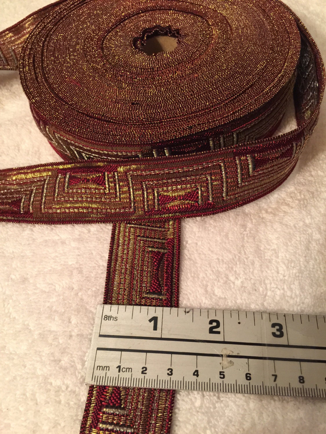Vintage Metallic Burgundy Gold Trim Metallic Vintage Trim. | Etsy