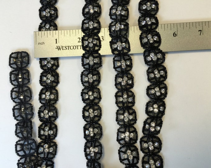 Black Rhinestone Trim. Rhinestone Trims Trims Motifs - Etsy