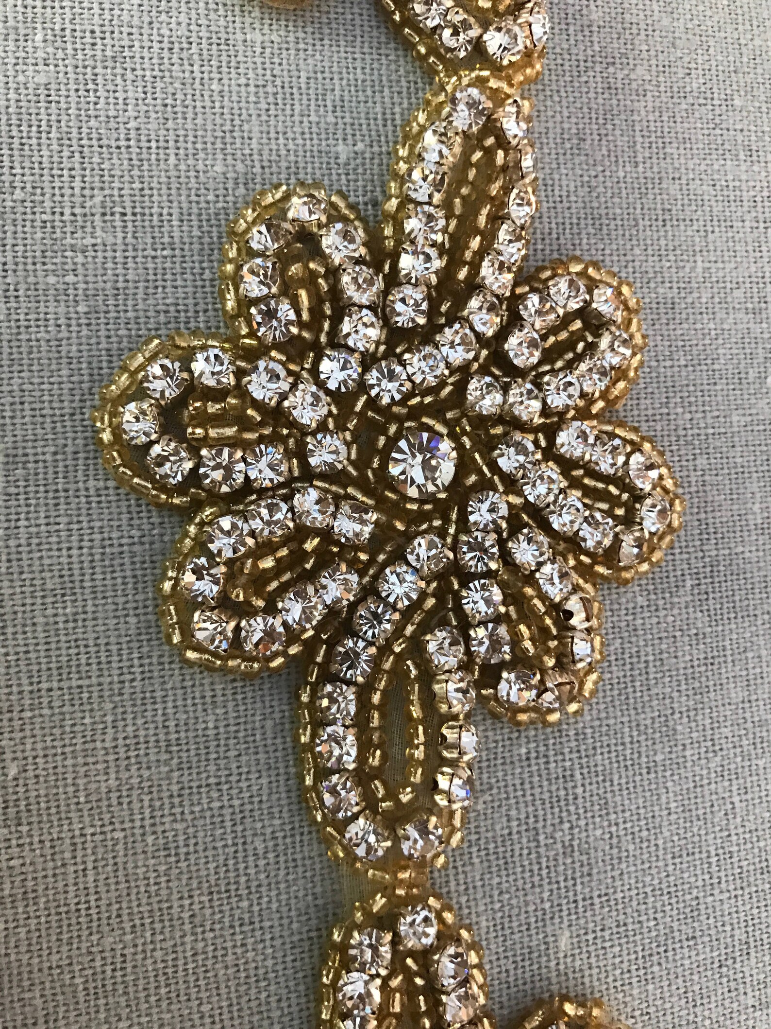 25 Inches Long Gold Rhinestone Crystal. Motif Jewellery - Etsy