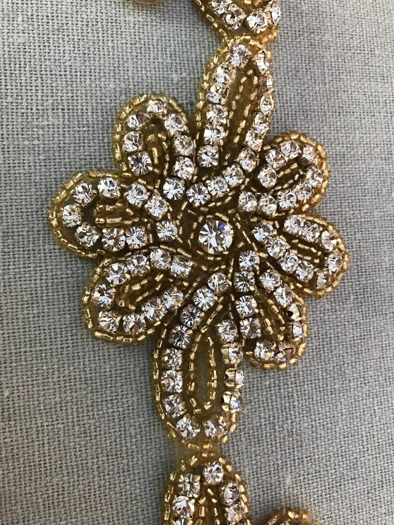 25 Inches Long Gold Rhinestone Crystal. Motif Jewellery - Etsy