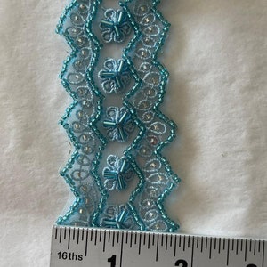 Beautiful Floral Embroidery Beaded Trim. Sold by the Yard. Blue Trims ...