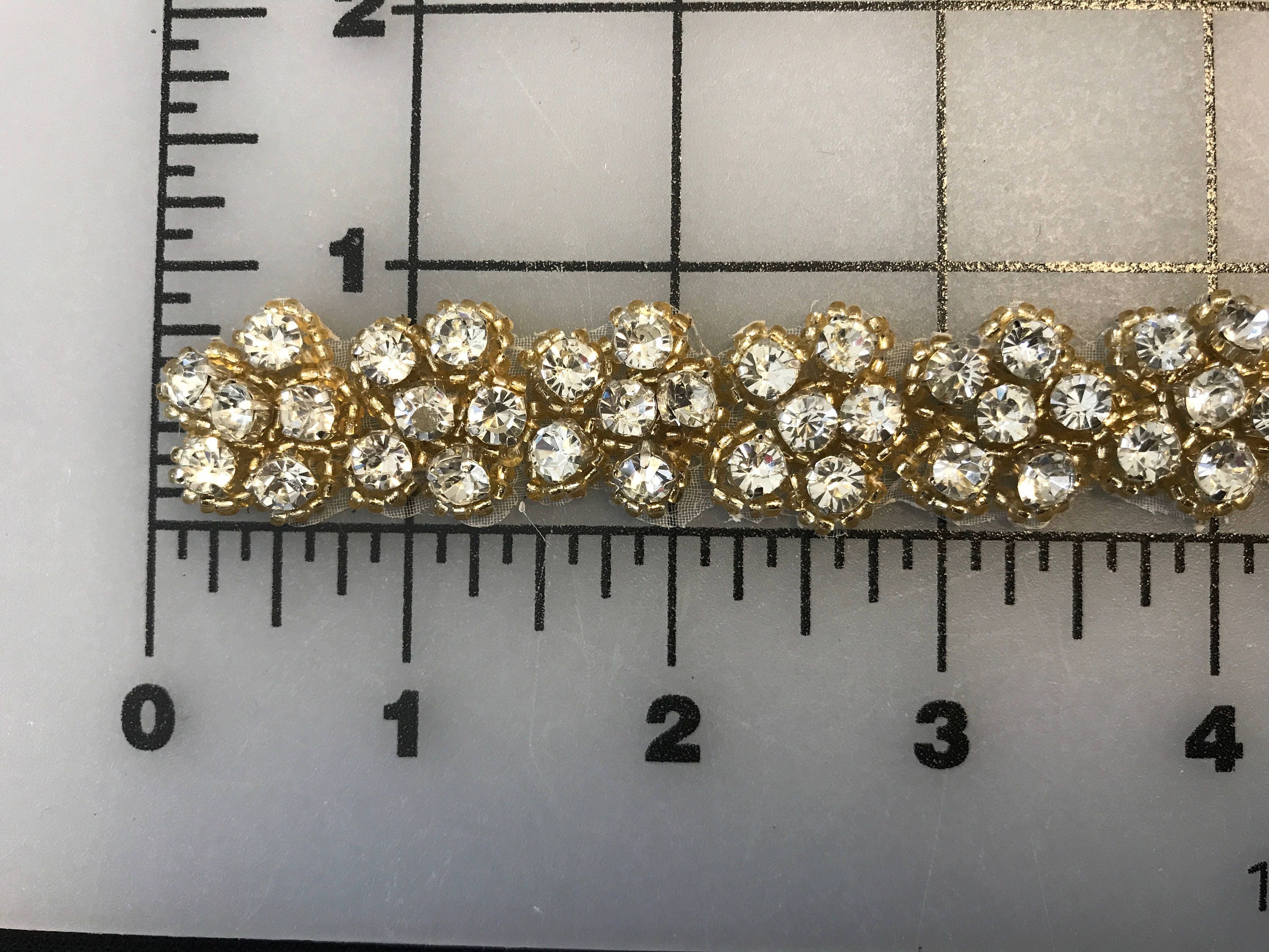 35 Inches long Gold Rhinestone Beaded Trims. | Etsy