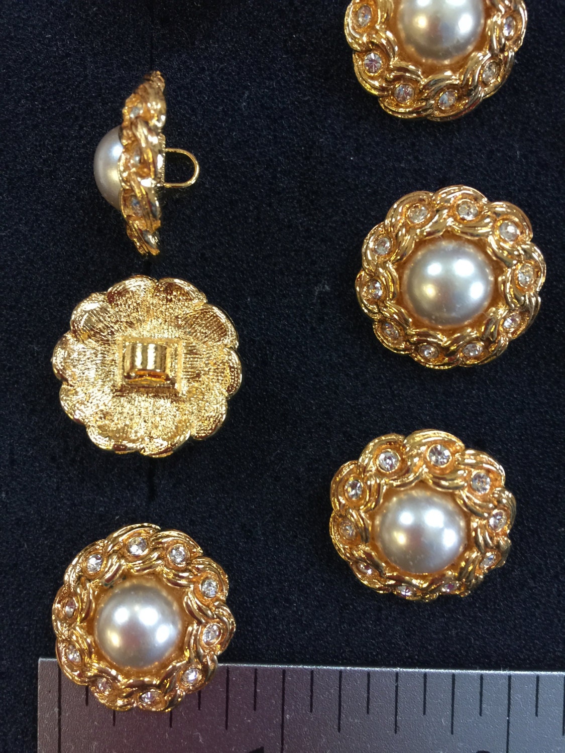 12 Vintage Pearl Buttons Gold. Czech Rhinestone Buttons. Made | Etsy