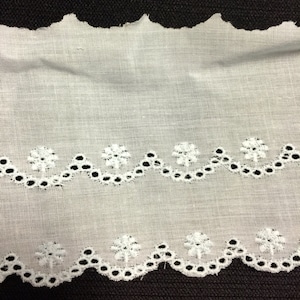 Vintage Light Blue Cotton Embroidered Eyelet Lace Fabric.eyelets ...