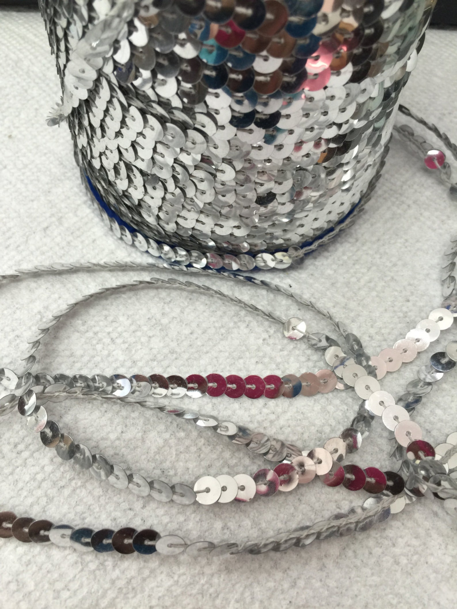 144 Yards of Flat Sequins on Roll. Silver Sequin Roll Silver Sequin ...